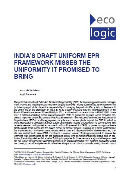 India's Draft Uniform EPR Framework Misses the Uniformity it Promised ...